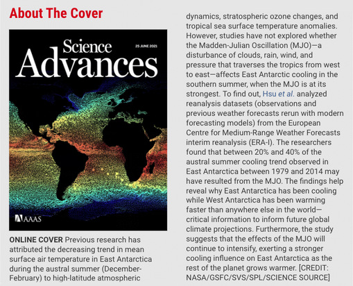 大气院徐邦琪教授团队研究成果被《Science Advances》选为封面论文